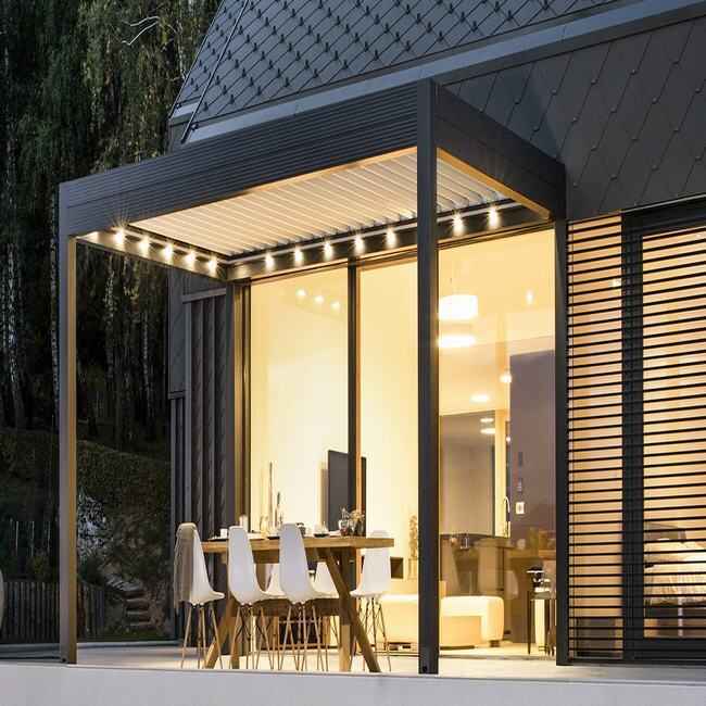 Aluminum Pergola in Netherlands with Retractable Canopy