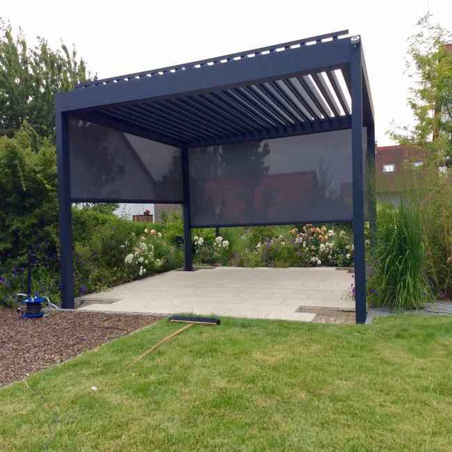 Aluminum Pergola in Netherlands with Retractable Canopy