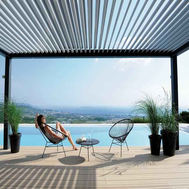 Aluminum Pergola in Netherlands with Retractable Canopy