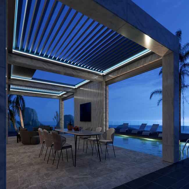 Aluminum Pergola in Netherlands with Retractable Canopy