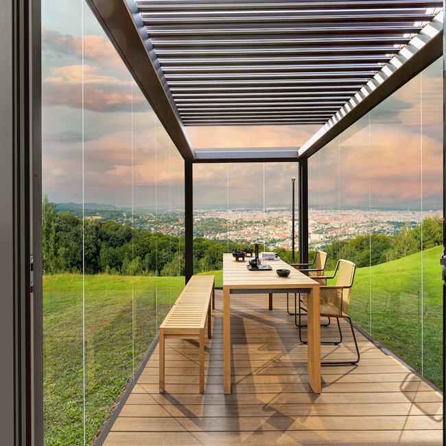 Aluminum Pergola in Netherlands with Retractable Canopy