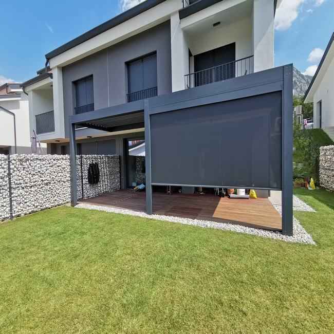 Aluminum Pergola in Netherlands with Retractable Canopy