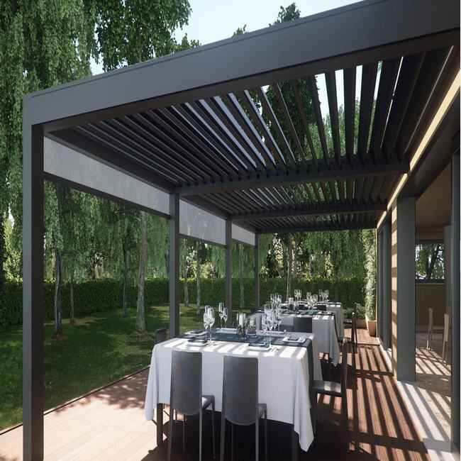 Aluminum Pergola in Netherlands with Retractable Canopy