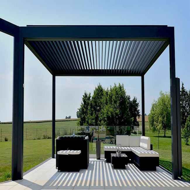 Aluminum Pergola in Bulgaria with Retractable Canopy
