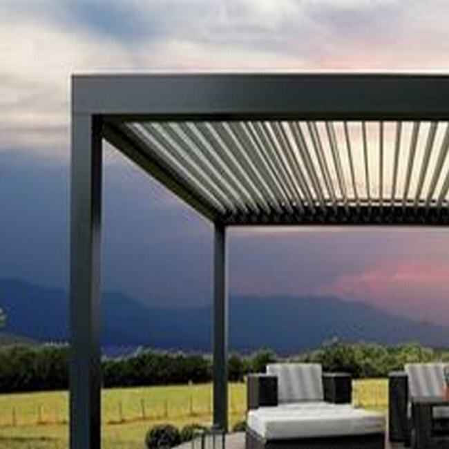 Aluminum Pergola in Netherlands with Retractable Canopy