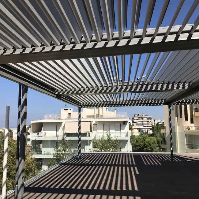 Aluminum Pergola in Netherlands with Retractable Canopy