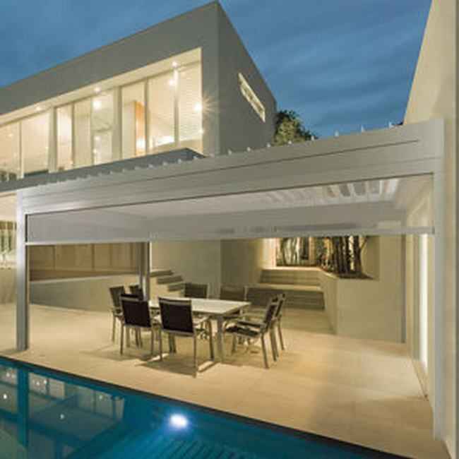 Aluminum Pergola in Netherlands with Retractable Canopy