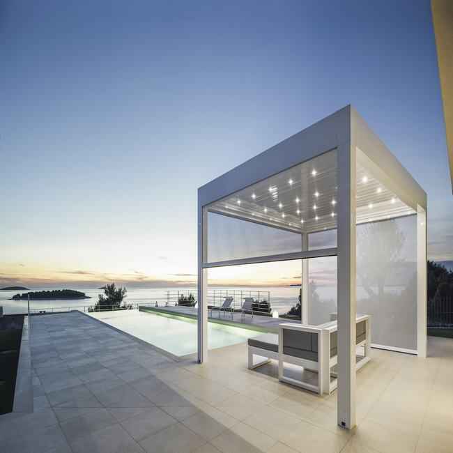 Aluminum Pergola in Netherlands with Retractable Canopy