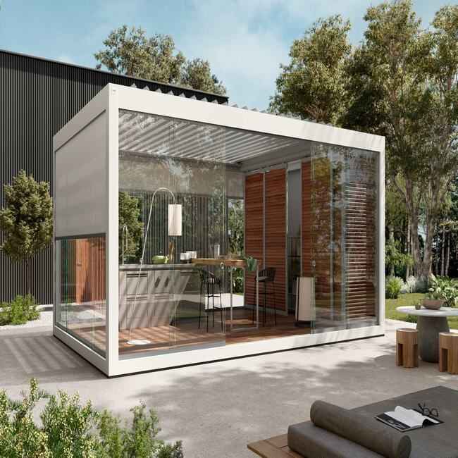 Aluminum Pergola in Netherlands with Retractable Canopy