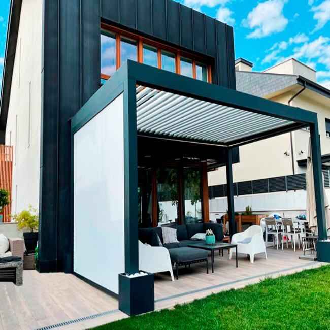Aluminum Pergola in Netherlands with Retractable Canopy