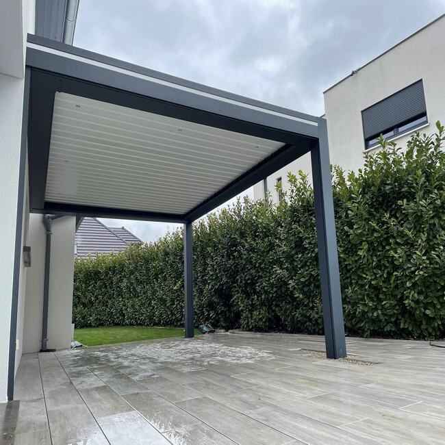 Aluminum Pergola in Netherlands with Retractable Canopy