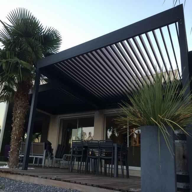 Aluminum Pergola in Netherlands with Retractable Canopy